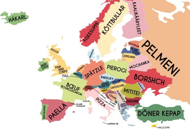 Map Shows the Most Popular Foods in Europe