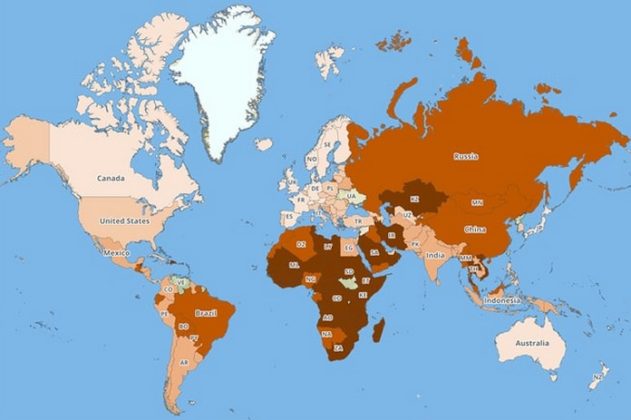 This Color Map Reveals the World’s Most and Least Dangerous Countries ...