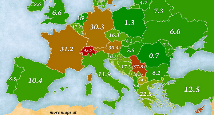 Map shows the Number of Guns in Europe | This is Italy