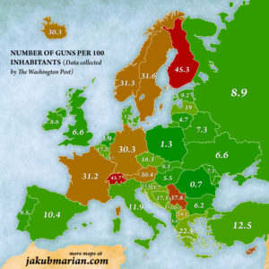 Map shows the Number of Guns in Europe | This is Italy