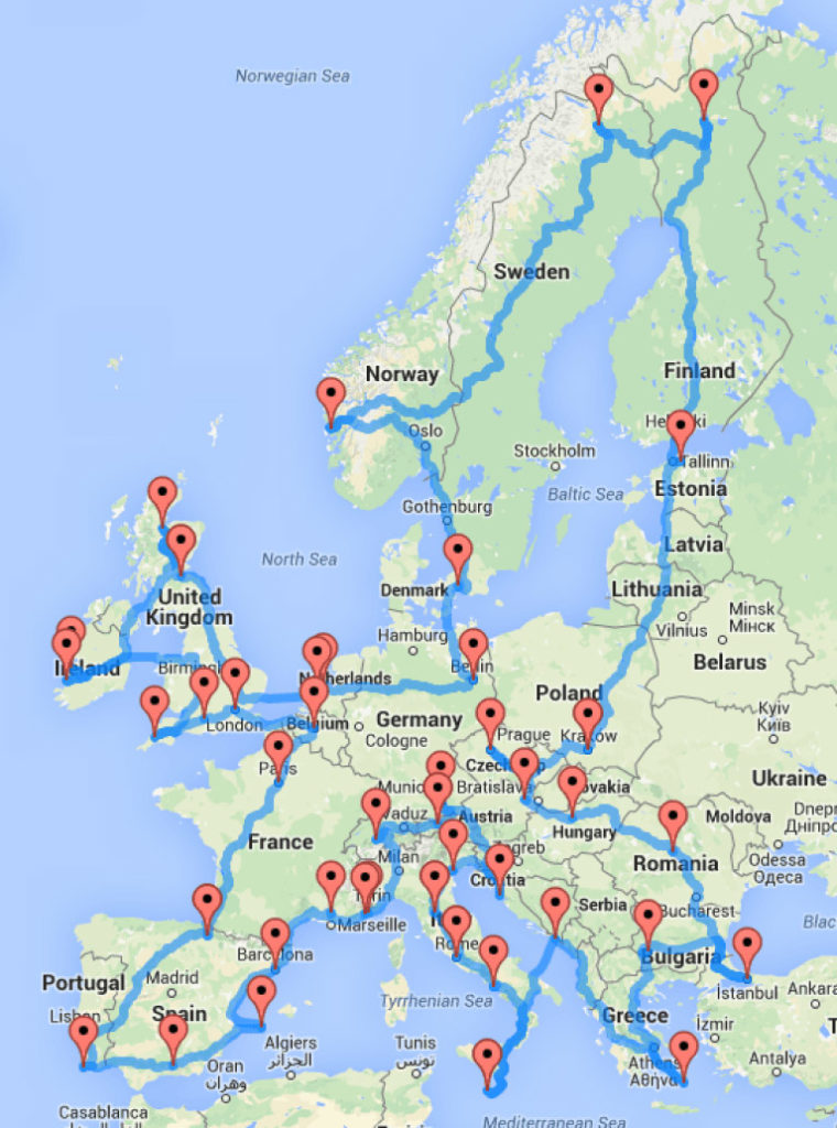 Map Shows the Quickest (and Ultimate) Road Trip Across Europe | This is ...