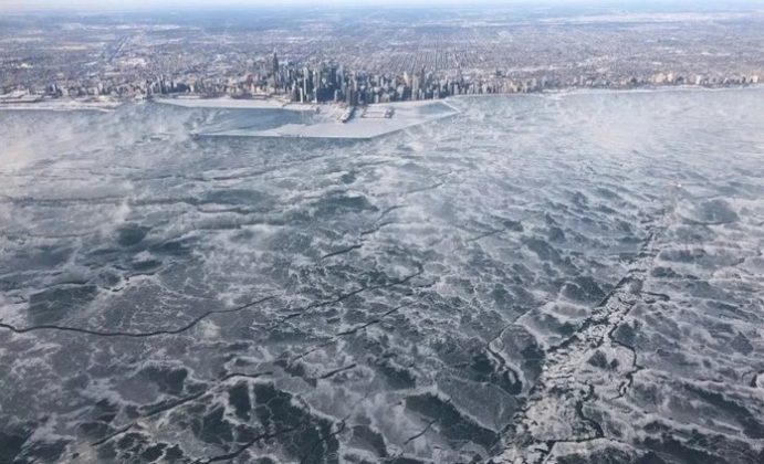 Lake Michigan has Frozen as extreme cold Weather (-53°C) hits the USA ...