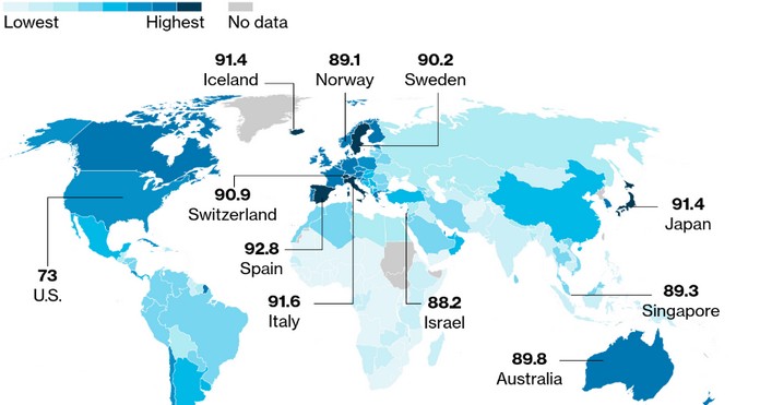 Map shows the 10 healthiest Countries in the World | This is Italy